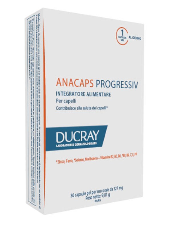 Ducray Anacaps Progressiv - Integratore Anti-Caduta Capelli - 30 Capsule