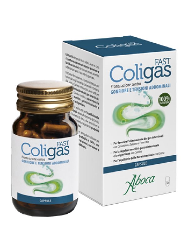 Aboca Coligas Fast - Integratore Gonfiore Addominale - 50 Capsule